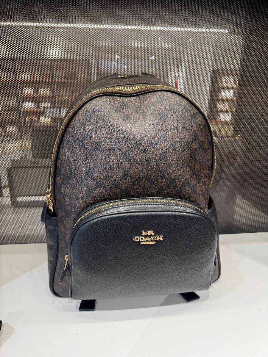 Coach Large Court Backpack In Signature Walnut Black (Pre-Order ...